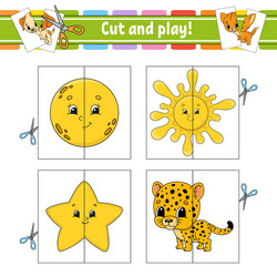 Cut and play flash cards color puzzle education Vector Image