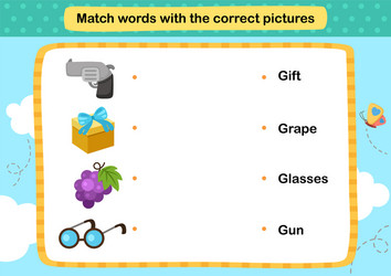 Match the words with correct pictures Royalty Free Vector