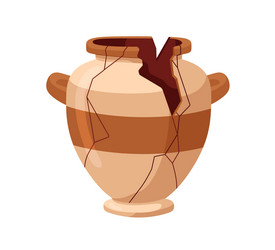 Old broken clay vase ancient antique cracked Vector Image