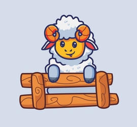 Cute goat jumping the hodge isolated cartoon Vector Image