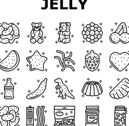 Jelly candy gummy bear fruit gum icons set Vector Image