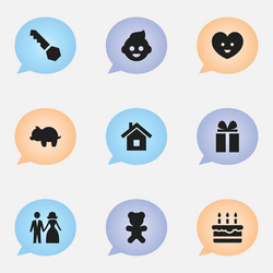 Set of 9 editable kin icons includes symbols Vector Image