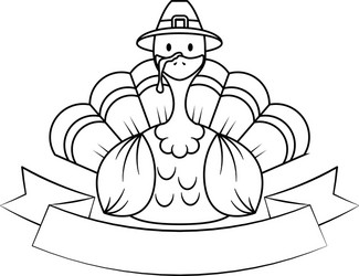 Thanksgiving turkey wearing pilgrim hat Royalty Free Vector