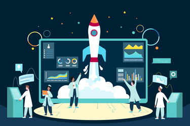Business startup launch tiny people Royalty Free Vector