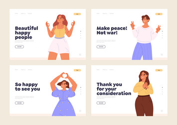 Happy people show positive emotions gestures ok Vector Image