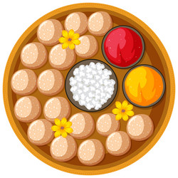 Indian food on big plate Royalty Free Vector Image