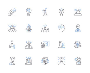 Leadership outline icons collection lead manager Vector Image