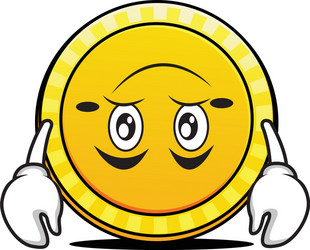 Sad face coin cartoon character Royalty Free Vector Image