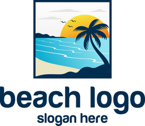 Beach sunset logo design Royalty Free Vector Image