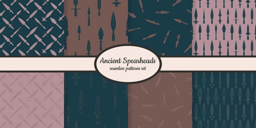 Seamless patterns with ancient spearheads Vector Image
