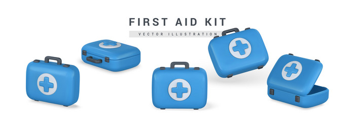 3d realistic first aid kit emergency box Vector Image