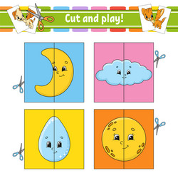 Cut and play flash cards color puzzle education Vector Image
