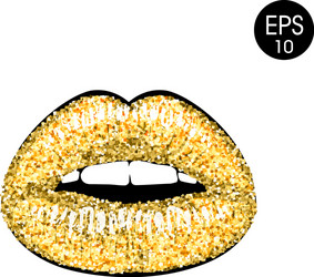 Gold shiny lips Royalty Free Vector Image - VectorStock