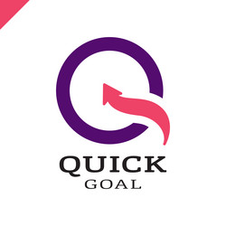 Letter q target or goal logo with arrow symbol Vector Image