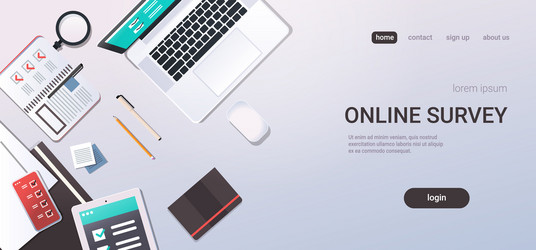 Workplace desk online testing questionnaire form Vector Image