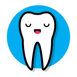 Cartoon flat of smiling white tooth Royalty Free Vector