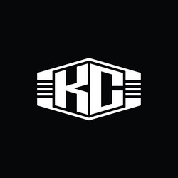 Kc letter logo monogram hexagon shape Royalty Free Vector