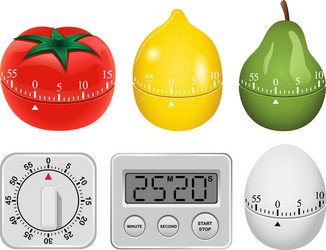 Kitchen timer icons set outline style Royalty Free Vector