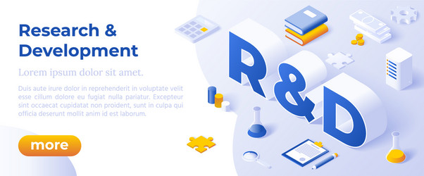 Rd research and development concept with big word Vector Image