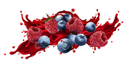 Forest mixed berries juice splash realistic Vector Image