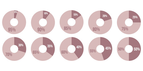 Infographics pie charts 5 to 100 percent Vector Image