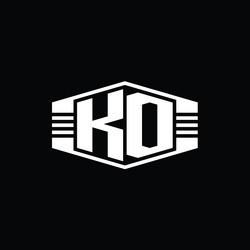 Kd letter logo monogram hexagon emblem shape Vector Image