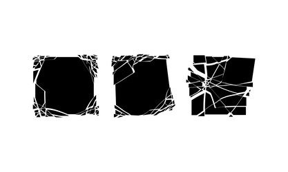 Black square frame explode shatter shapes Vector Image