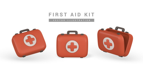Realistic first aid kits in different colors Vector Image
