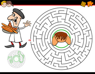 Cartoon maze activity with chef and pizza Vector Image