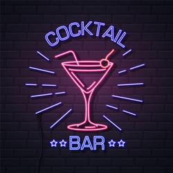 Cocktail bar neon logo Royalty Free Vector Image