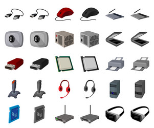 Personal computer cartoon icons in set collection Vector Image