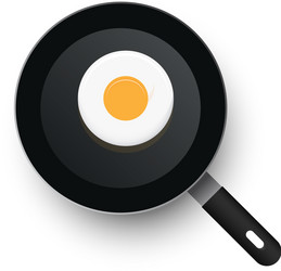 Close up frying pan with wooden handle Royalty Free Vector