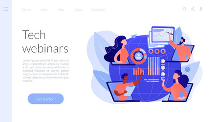 Online tech talks concept landing page Royalty Free Vector