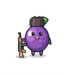 Cute passion fruit mascot as a soldier Royalty Free Vector