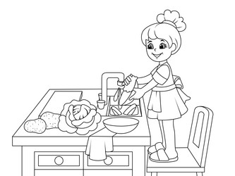 Washing Dishes Clipart Black And White