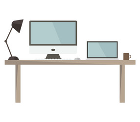 Workplace for worker desk with computer documents Vector Image