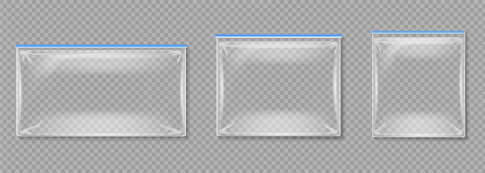 Plastic zip bags empty pouches packages mockup set