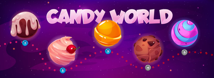 Candy food planet space game level map background Vector Image Candy food planet space game level map background Vector Image