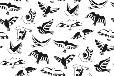 Flock of birds flying sky seamless pattern flying Vector Image