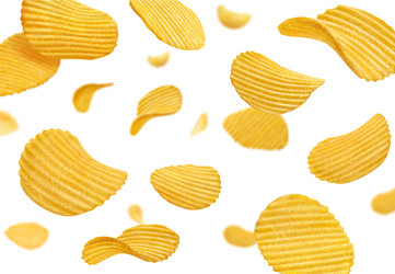 Realistic wavy and ripple potato chips splash Vector Image