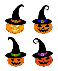 Pumpkin set isolated on white autumnal silhouette Vector Image