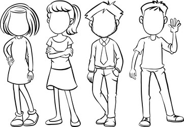 Cartoon group or crowd smiling people Royalty Free Vector