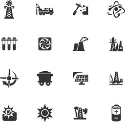 Fuel power generation glass icons set Royalty Free Vector