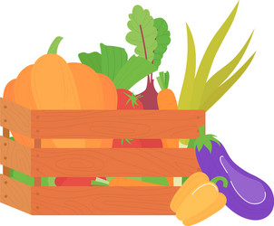 Veggie box with vegetables hand drawn healthy Vector Image