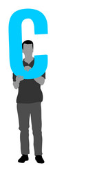 Handsome man holding letter c sign Royalty Free Vector Image