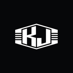 Kj letter logo monogram hexagon shape Royalty Free Vector