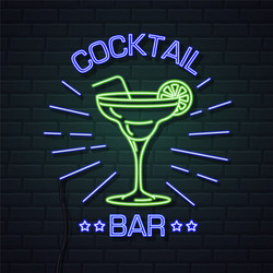 Cocktail bar neon logo Royalty Free Vector Image