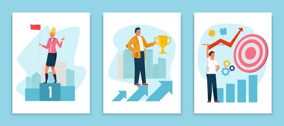 Success business card set tiny teamwork company Vector Image