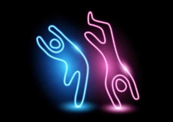 Dancing neon stick figure Royalty Free Vector Image