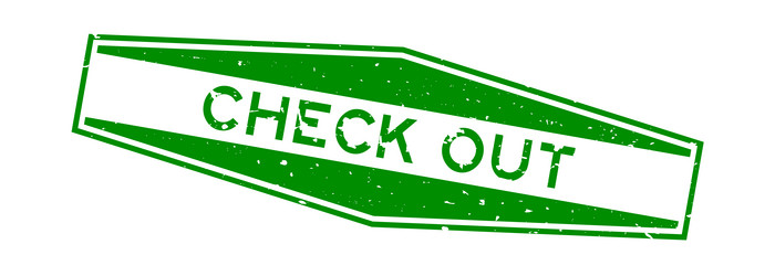 Grunge red check out word hexagon rubber seal Vector Image